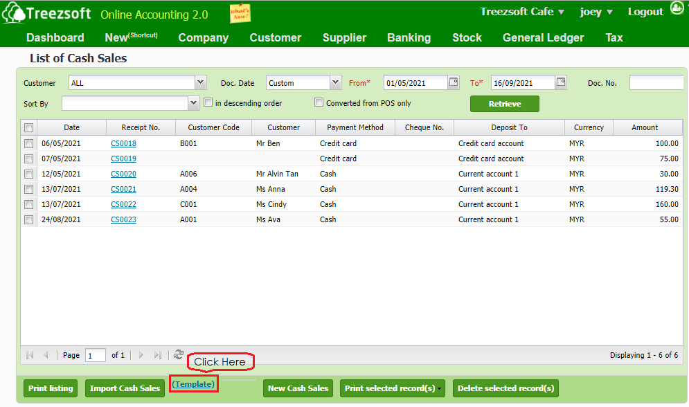 cash sales - How to import cash sales listing? - TreezSoft Blogs